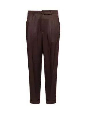 Saint Laurent Chocolate Duchesse Silk Satin Slim-fit Trousers - Multicolor