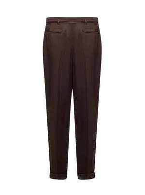 Saint Laurent Chocolate Duchesse Silk Satin Slim-fit Trousers