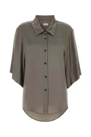 Dries Van Noten Grey Satin Shirt - Gray