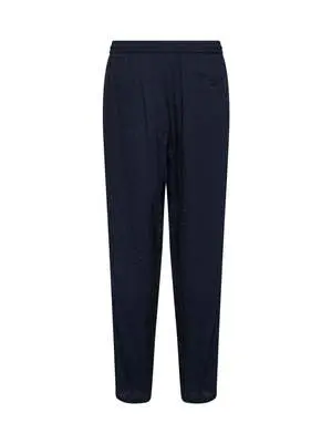 Giorgio Armani Dark Navy Froissé Lyocell Blend Flat Front Trousers - Multicolor