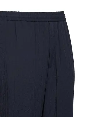 Giorgio Armani Dark Navy Froissé Lyocell Blend Flat Front Trousers - Multicolor