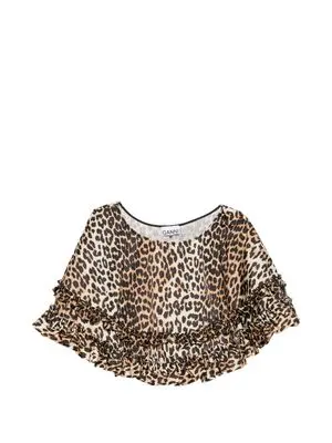 GANNI GANNI Leopard Print Ruffle Mini Skirt Multicolor