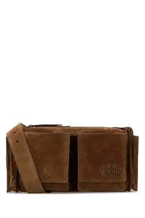 Miu Miu Suede Utilitarian Crossbody Bag - Brown