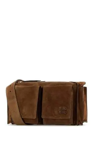 Miu Miu Suede Utilitarian Crossbody Bag - Brown