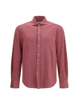 Brunello Cucinelli Brunello Cucinelli Men Linen And Cotton Knit Shirt Pink