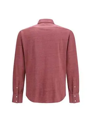 Brunello Cucinelli Linen And Cotton Knit Shirt - Pink