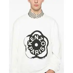 Kenzo Floral-logo Print Organic Cotton Crewneck Sweatshirt