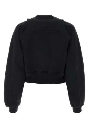 Off-White Cropped Sweatshirt With Logo Detail - Black