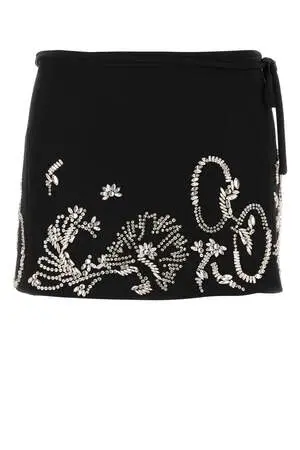 Dries Van Noten Embellished Gabardine Mini Skirt - Black