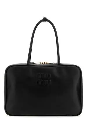 Miu Miu Leather Handbag With Silver Tone Hardware