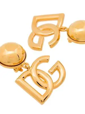 Dolce & Gabbana Gold-tone Brass Dg Logo Clip-on Earrings - Multicolor