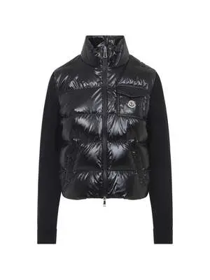 Moncler Padded Cardigan With Chest Logo Patch - Multicolor