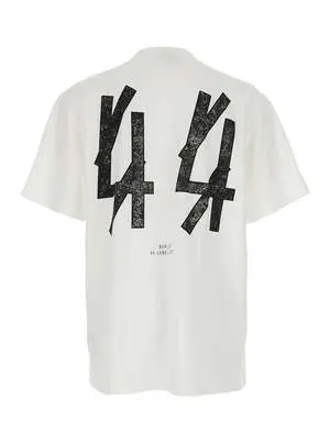 44 LABEL GROUP Crew Neck T-shirt With Logo On The Front And Maxi Logo On The Back In Cotton For - White