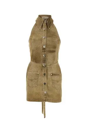 Blumarine Printed Denim Mini Dress - Brown