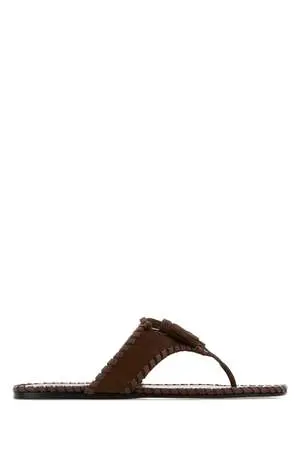 Prada Suede Thong Slippers - Brown