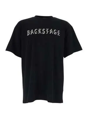 44 LABEL GROUP Crew Neck T-shirt With Maxi Logo On Front And Back In Cotton For - Black