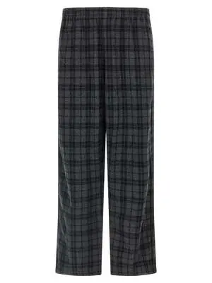 WILLY CHAVARRIA Ruff Rider Plaid Wool Pants - Gray