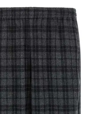 WILLY CHAVARRIA Ruff Rider Plaid Wool Pants - Gray