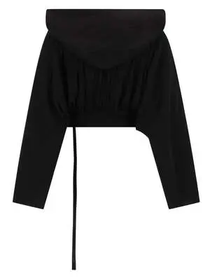 Rick Owens Cropped Hooded T-shirt - Black