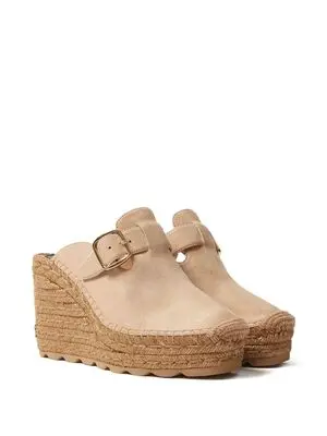 Stella McCartney Gaia Suede Clogs With Buckle Detail - Multicolor