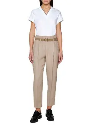 Brunello Cucinelli V-neck T-shirt With Embellished Trim