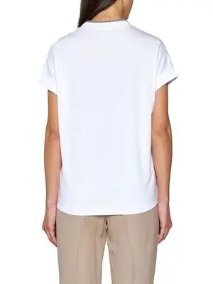 Brunello Cucinelli V-neck T-shirt With Embellished Trim