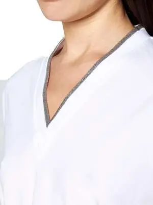 Brunello Cucinelli V-neck T-shirt With Embellished Trim