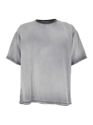 DIESEL® Crew Neck T-shirt With Faded Effect In Gray Tech Fabric For - Multicolor