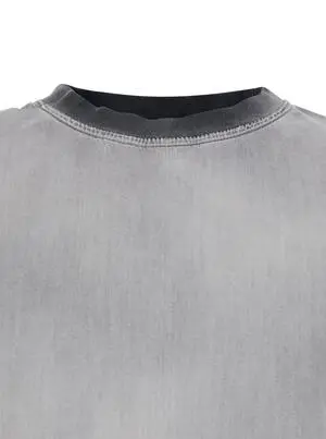 DIESEL® Crew Neck T-shirt With Faded Effect In Gray Tech Fabric For