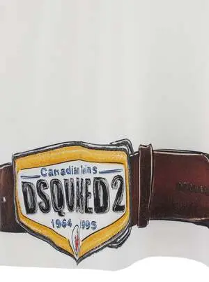 Dsquared2 White Crew Neck T-shirt With Front And Back Print In Cotton For