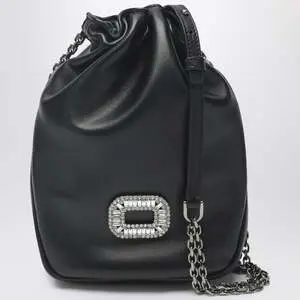 ROGER VIVIER Nano Pilgrim" Leather Bucket Bag With Crystal Embellishment - Black