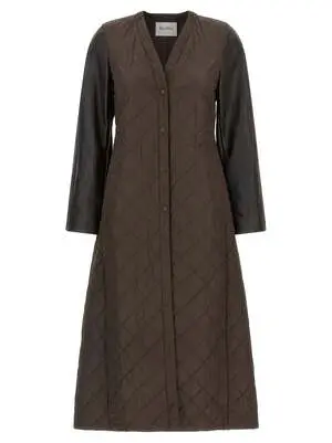 Max Mara Berta1234 Diamond-quilted Coat With Nappa Leather Sleeves