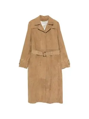 GOLDEN GOOSE Suede Leather Trench Coat - Multicolor
