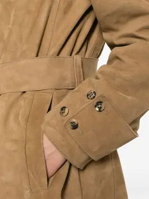 GOLDEN GOOSE Suede Leather Trench Coat - Multicolor