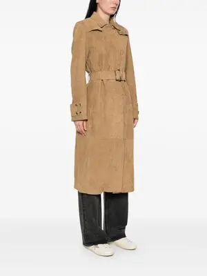 GOLDEN GOOSE Suede Leather Trench Coat - Multicolor