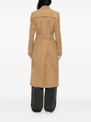 GOLDEN GOOSE Suede Leather Trench Coat - Multicolor