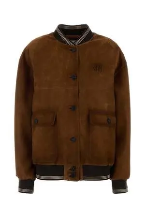 Miu Miu Suede Bomber Jacket - Brown