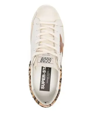 GOLDEN GOOSE Super-star Leather Sneakers With Leopard Print Accent