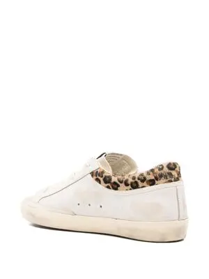 GOLDEN GOOSE Super-star Leather Sneakers With Leopard Print Accent