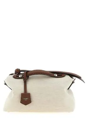 Fendi FENDI "By The Way Soft Medium" Handbag In Canvas And Hammered Leather Cream