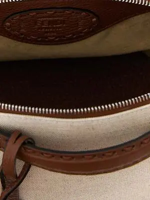 Fendi By The Way Soft Medium" Handbag In Canvas And Hammered Leather - Cream