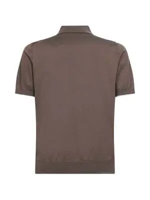 Brunello Cucinelli Hazelnut Lightweight Cotton Knit Polo Shirt - Multicolor