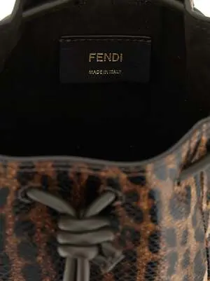 Fendi Mon Tresor Mini Bucket Bag In Karung Snake - Brown