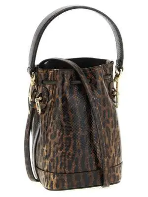 Fendi Mon Tresor Mini Bucket Bag In Karung Snake - Brown