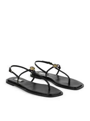 TOTEME T-strap Leather Sandals With Gold-tone Buckle - Black