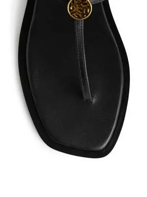 TOTEME T-strap Leather Sandals With Gold-tone Buckle - Black
