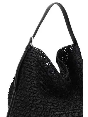 TOTEME Paper Raffia Tote Shoulder Bag - Black