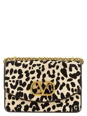 Valentino Garavani Vain" Shoulder Bag In Calf Leather With Pony Effect Animal Print