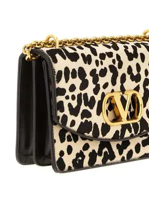 Valentino Garavani Vain" Shoulder Bag In Calf Leather With Pony Effect Animal Print