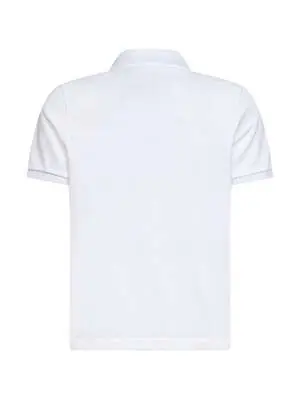 Moncler White Cotton Pique Logo Patch Polo Shirt